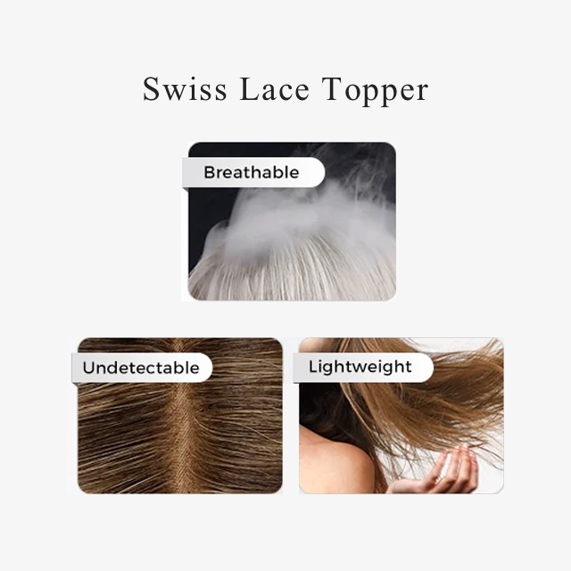 Human Hair Swiss Lace Base Hair Topper | Breathable & Natural Look