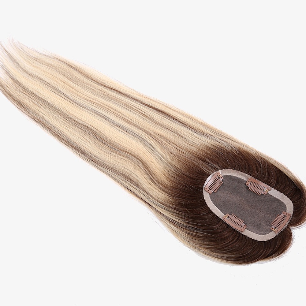 3"x5" Mono Base Blonde With Brown Rooted Hair Toppers for Women