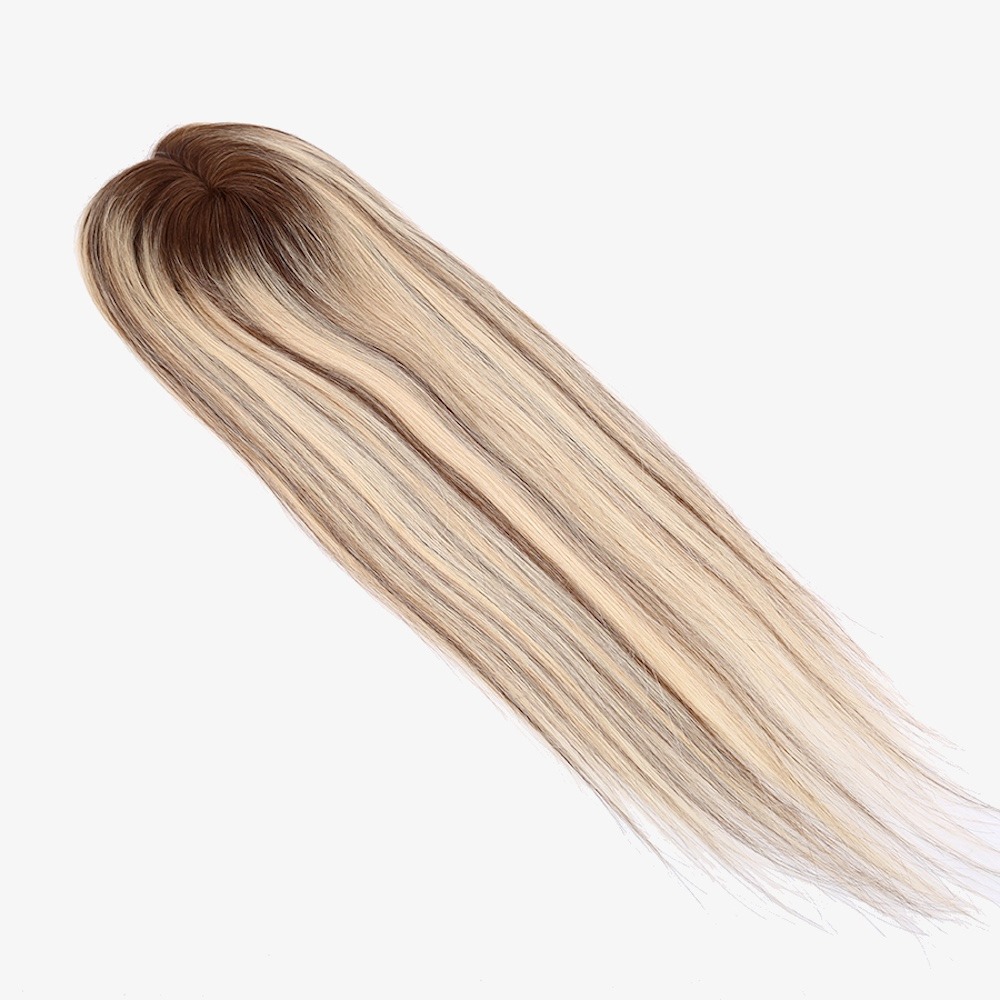 3"x5" Mono Base Blonde With Brown Rooted Hair Toppers for Women