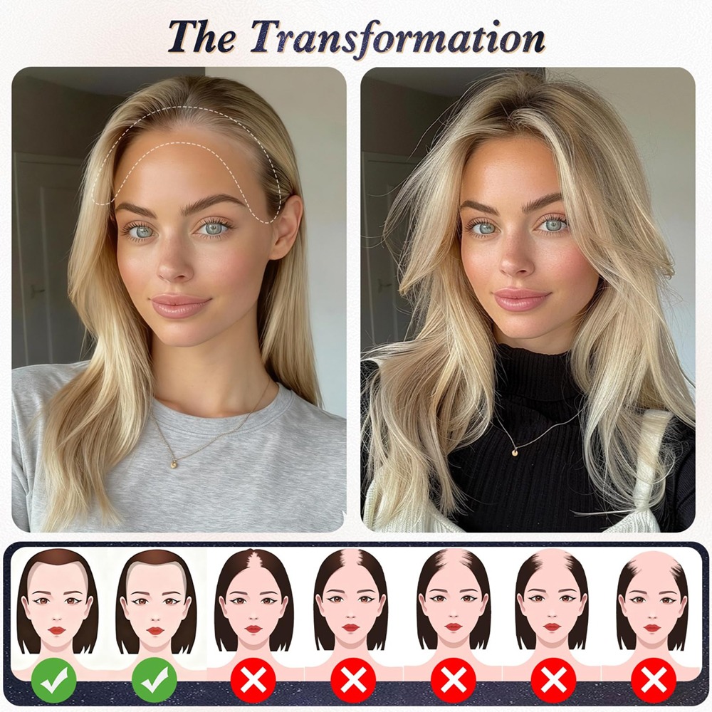 10.5" X 1.75" Full Lace Human Hairline Topper with Halo Wire