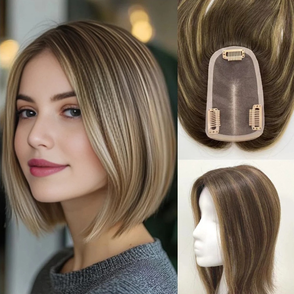 Mono Top 3"x5" Remy Hair Topper Lightweight Volumizer for Thinning Hair